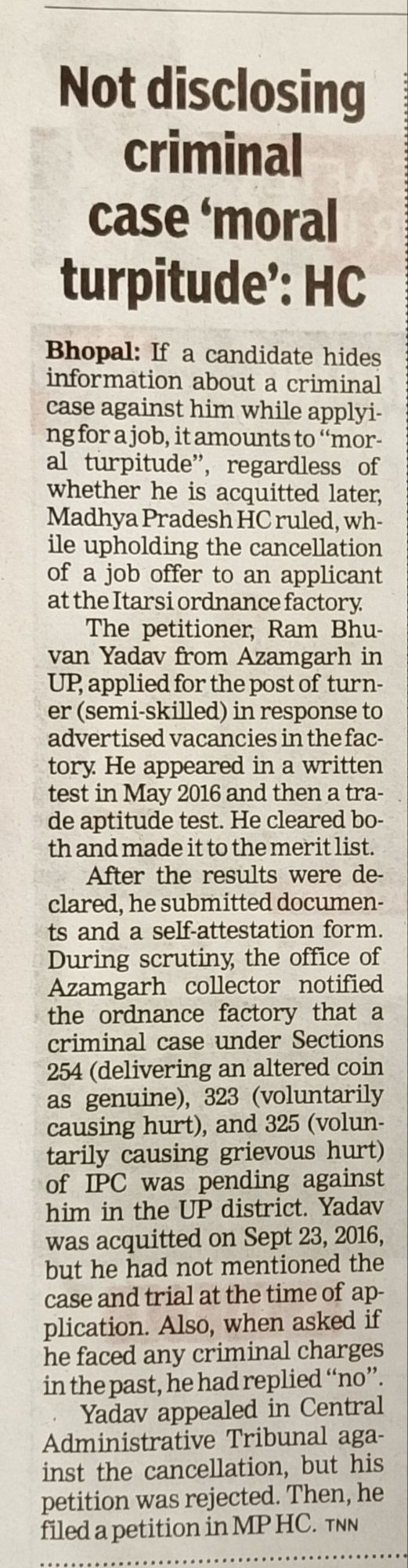 Disclose pending Criminal Case before Applying Job-HC – Latest Legal ...