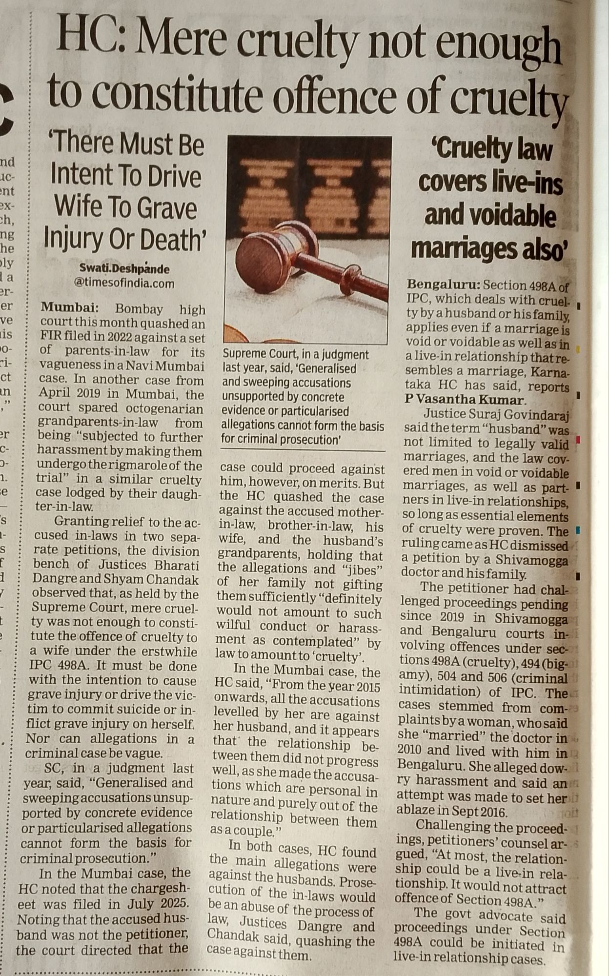 Cruelty 498A FIR Quashing by HighCourt – Latest News – Latest Legal ...